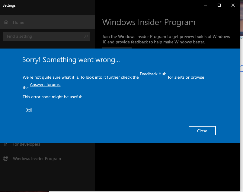 Can't join to windows insider in Windows settings. | Microsoft Community Hub